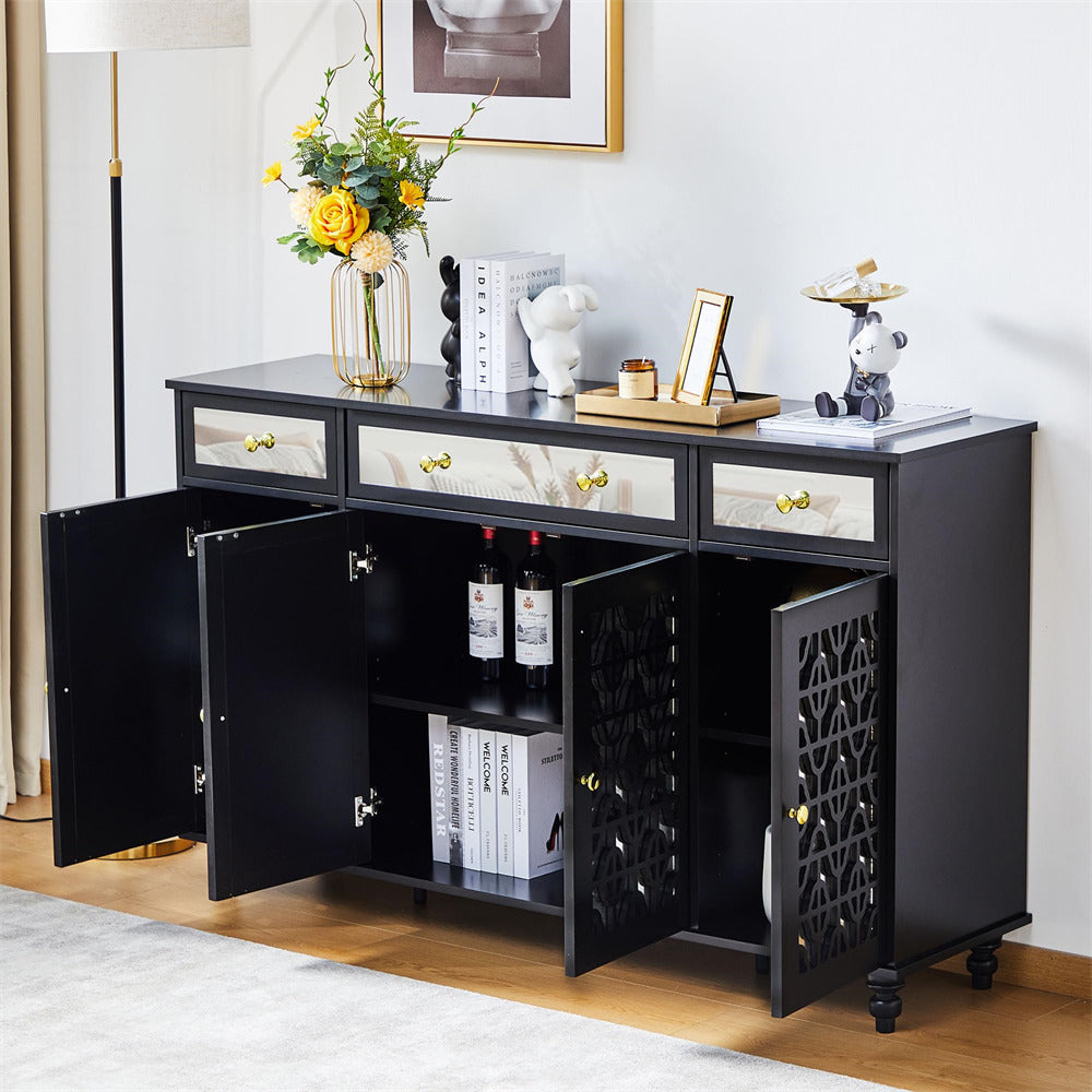 Accent Buffet Sideboard Console Table with Adjustable Shelves and 4 Mi ...
