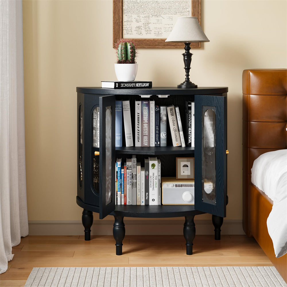 31'' Semi-Circle Sideboard Buffer Storage Cabinet Console Table with W ...