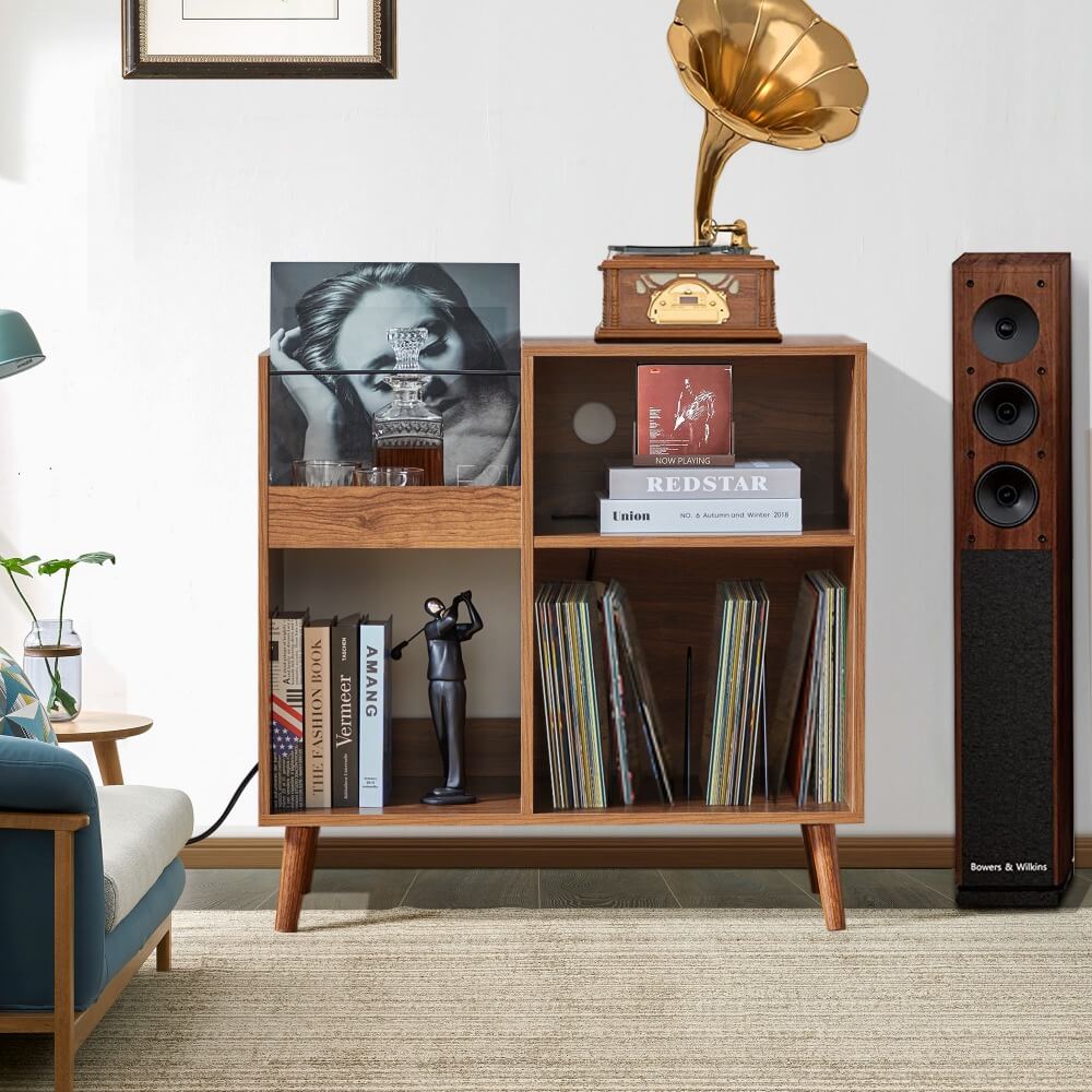 Vinyl Record Player Stand Turntable Stand with Power Outlet – GiraTree